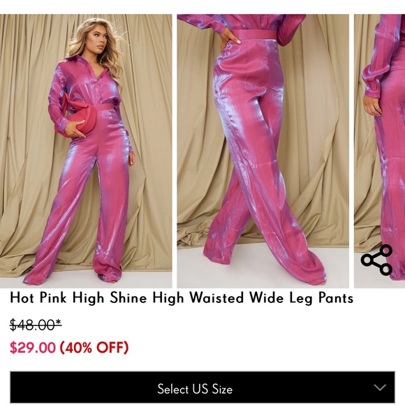 Pants & Jumpsuits | Iso Pretty Little Things High Shine Pink Pants Set ...